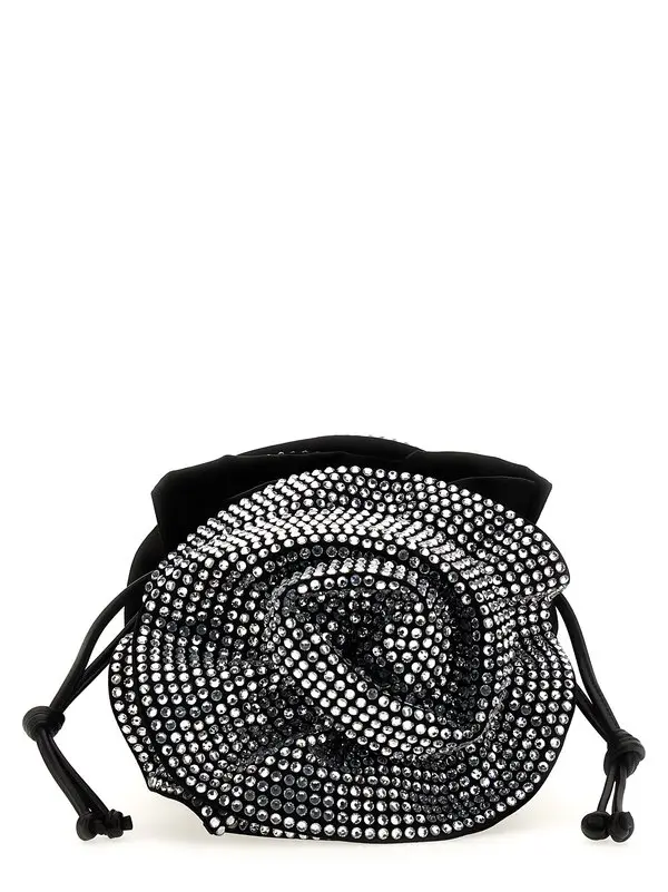 Magda Butrym Crystal Embellished Maxi Flower Crossbody Bag - Black