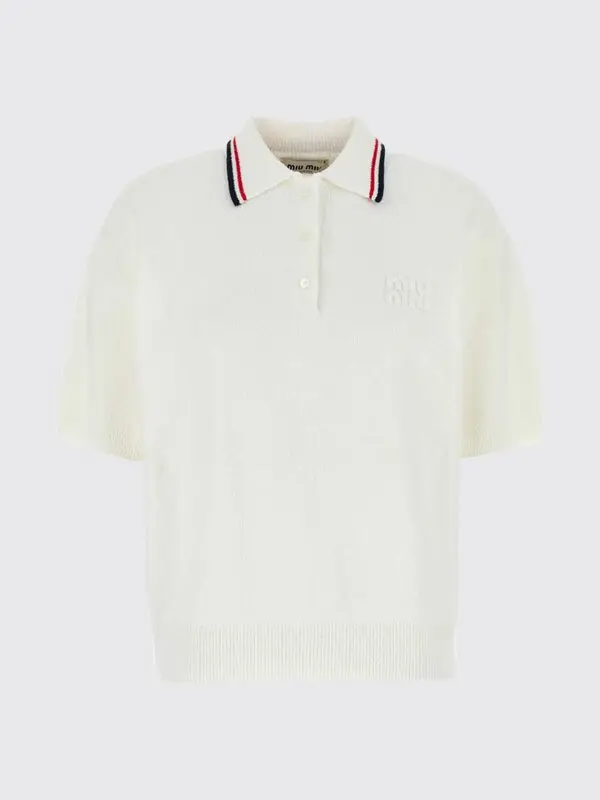 Miu Miu Ribbed Polo Shirt With Striped Collar
