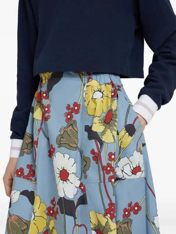 Marni Poplin Midi Skirt With Melodia Print