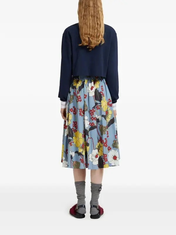 Marni Poplin Midi Skirt With Melodia Print - Blue