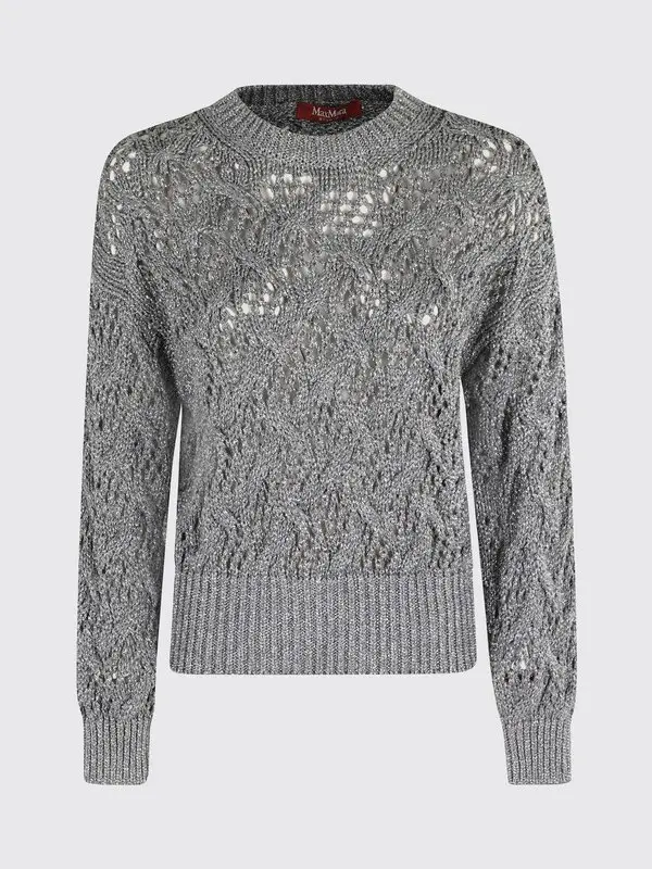 Max Mara Grey Metallic Knit Sweater - Gray