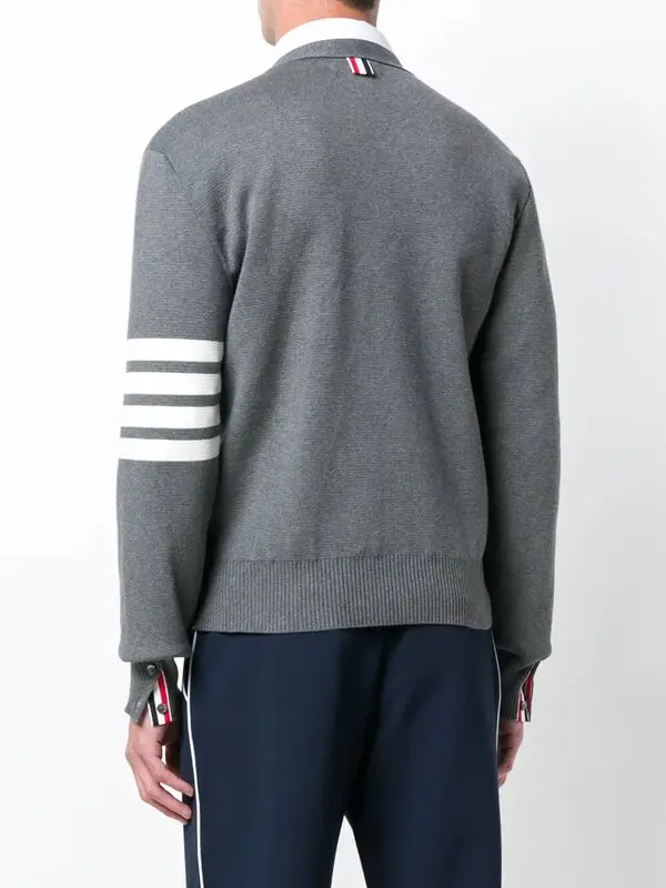 Thom Browne 4-bar V-neck Cotton Cardigan