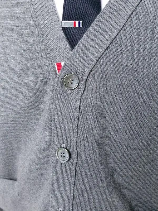 Thom Browne 4-bar V-neck Cotton Cardigan