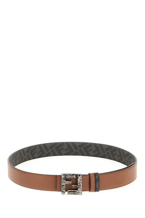 Fendi Leather Belt With Ff Buckle - Multicolor