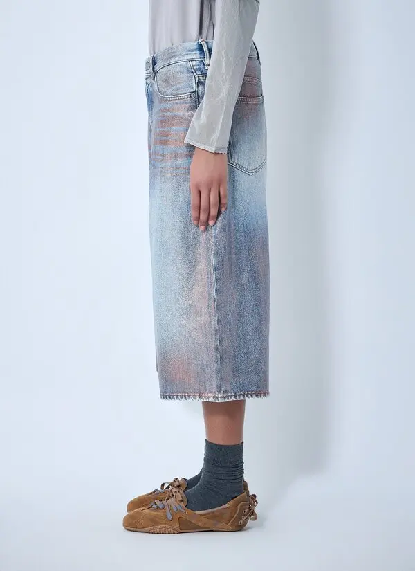 Acne Studios Mid Rise Wide-leg Culotte Denim Shorts - Blue