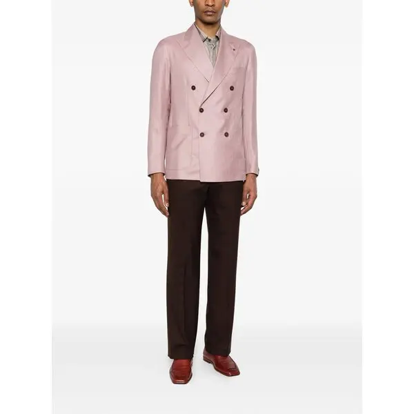 Tagliatore Double-breasted Lapel Pin Blazer - Pink