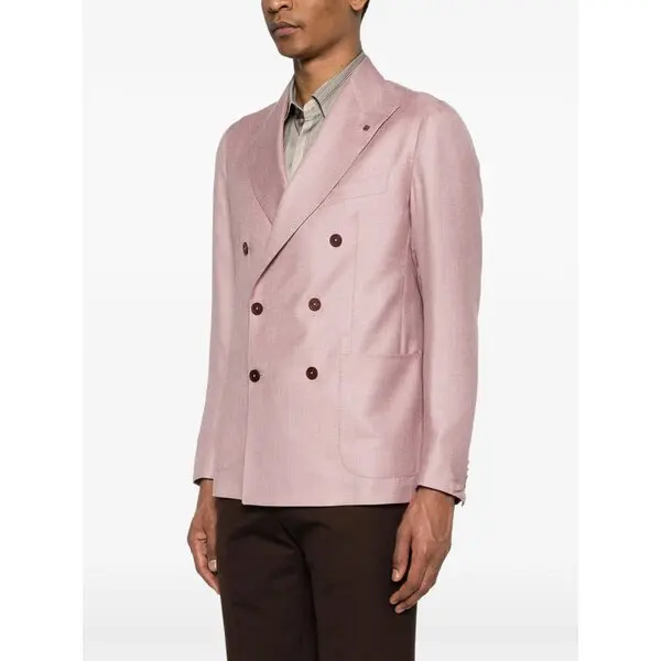 Tagliatore Double-breasted Lapel Pin Blazer - Pink