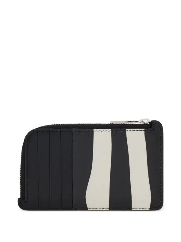 FERRAGAMO Zebra-print Cardholder With Zip - Black