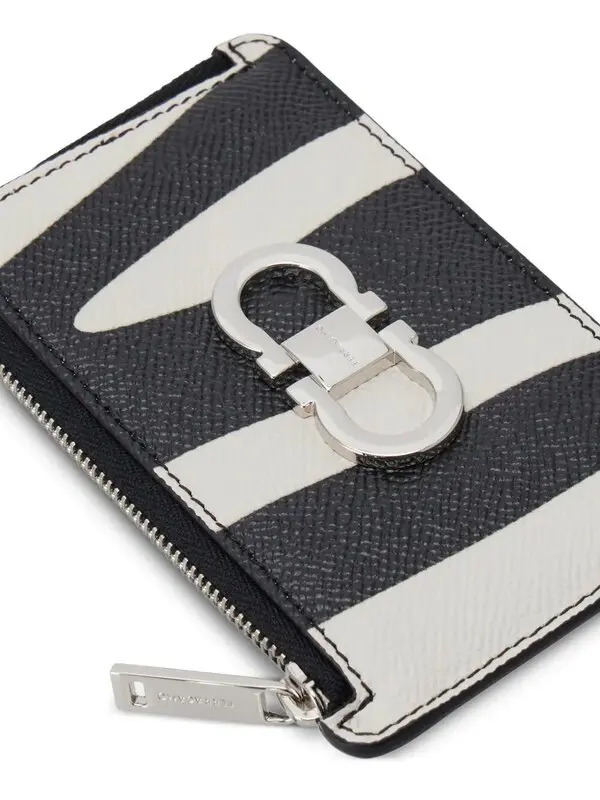 FERRAGAMO Zebra-print Cardholder With Zip - Black