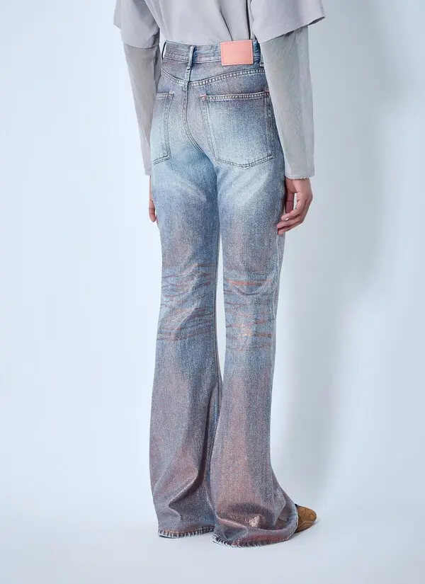 Acne Studios Mid Rise Flared Glitter Jeans