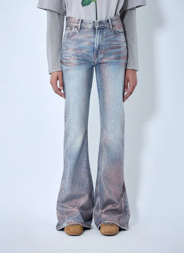 Acne Studios Mid Rise Flared Glitter Jeans - Blue