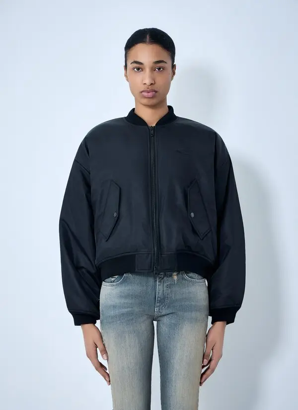 Balenciaga Zip-front Bomber Jacket With Flap Pockets - Black
