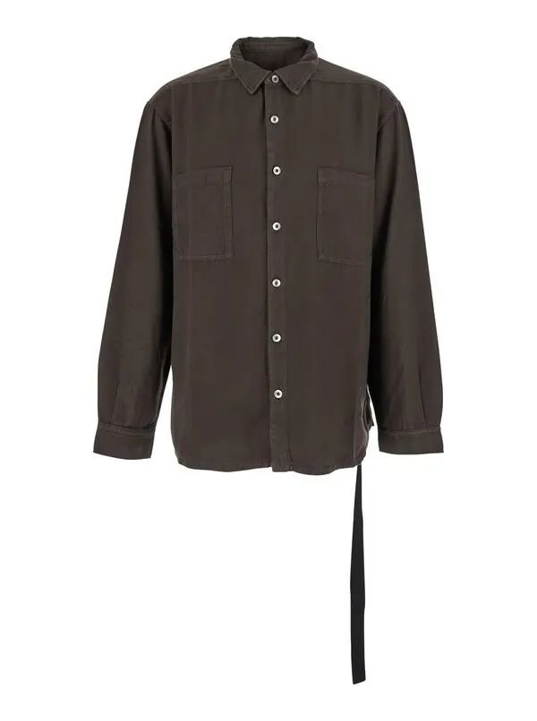 Rick Owens Brown Classic Collar Shirt With Lace Detail In Cotton - Multicolor