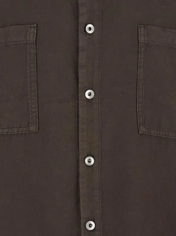 Rick Owens Brown Classic Collar Shirt With Lace Detail In Cotton
