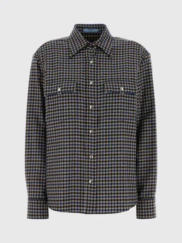 Prada Wool Checkered Shirt - Brown