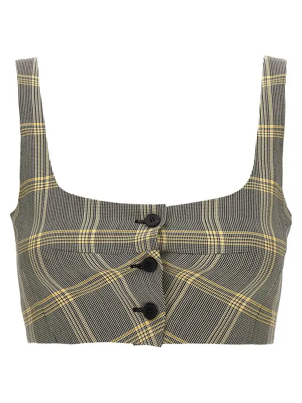 Marni Cropped Check Wool Blend Top