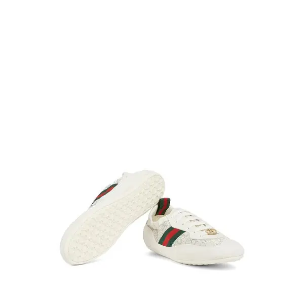 Gucci Lace-up Trainers With Stripe Detail - Cream