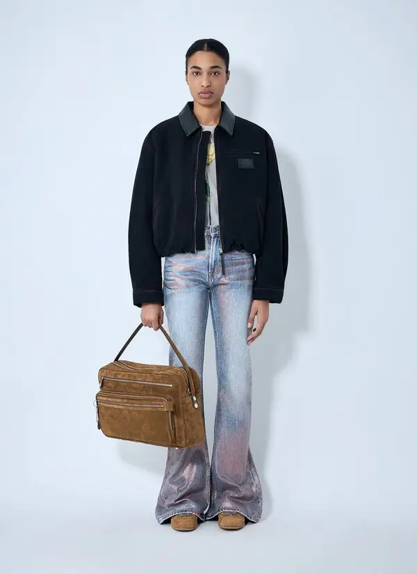 Acne Studios Bomber Blouson With Leather Collar