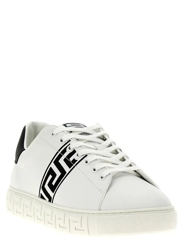 Versace Greca Embroidered Leather Sneakers - Multicolor