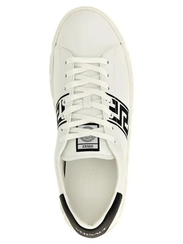 Versace Greca Embroidered Leather Sneakers - Multicolor