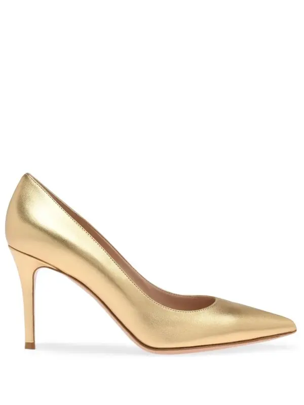 GIANVITO ROSSI 85 Metallic Nappa Leather Pumps - Silver
