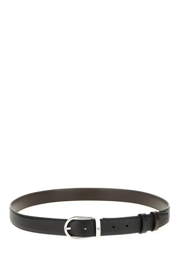 Montblanc Leather Belt With Silver-tone Buckle - Multicolor