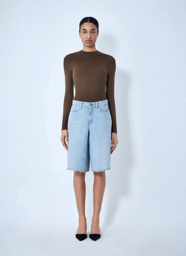 Our Legacy Midi Denim Shorts With Raw Hem