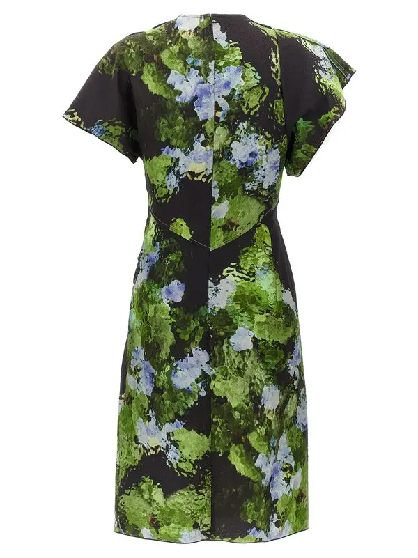 Victoria Beckham Floral Print Mini Dress With Cape Sleeves - Multicolor