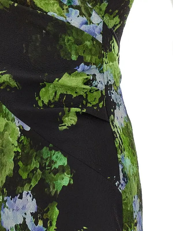 Victoria Beckham Floral Print Mini Dress With Cape Sleeves - Multicolor