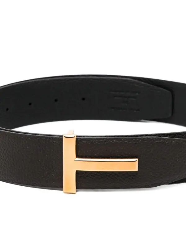 TOM FORD Grained Leather T Icon Belt - Brown