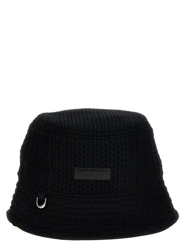 Jacquemus Le Bob Belo Braided Bucket Hat - Black