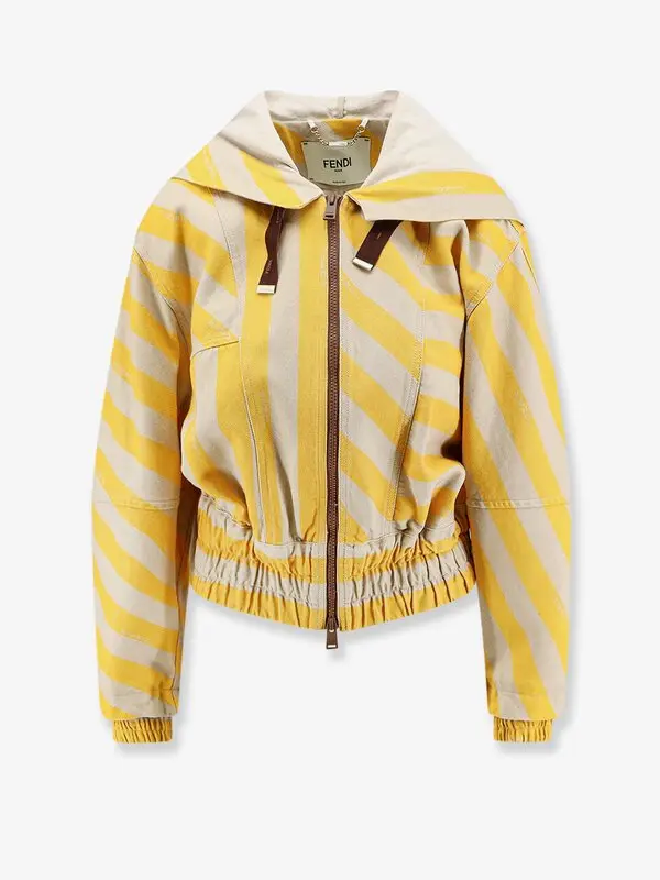 Fendi Cotton And Linen Jacket With Striped Motif - Multicolor