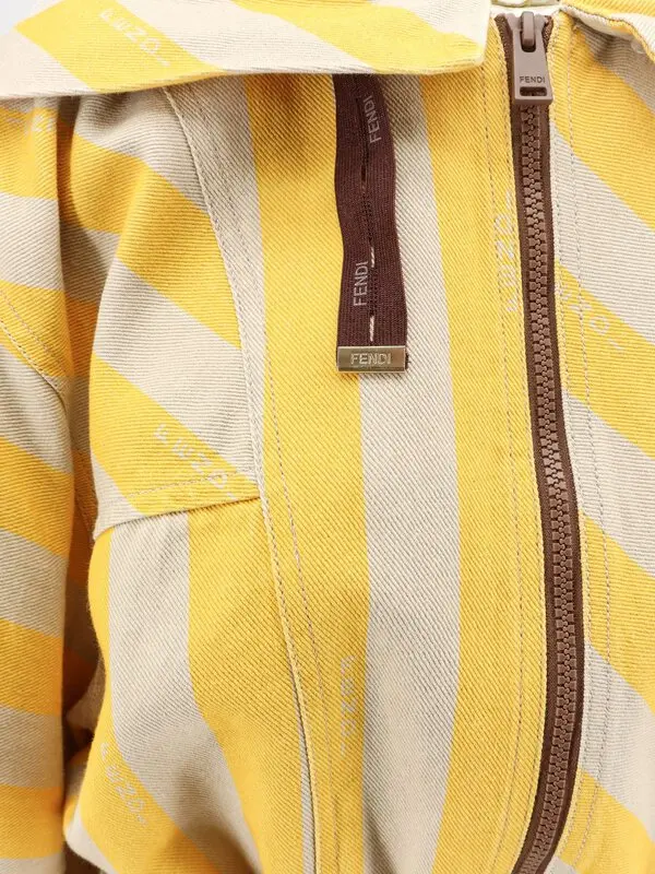 Fendi Cotton And Linen Jacket With Striped Motif - Multicolor