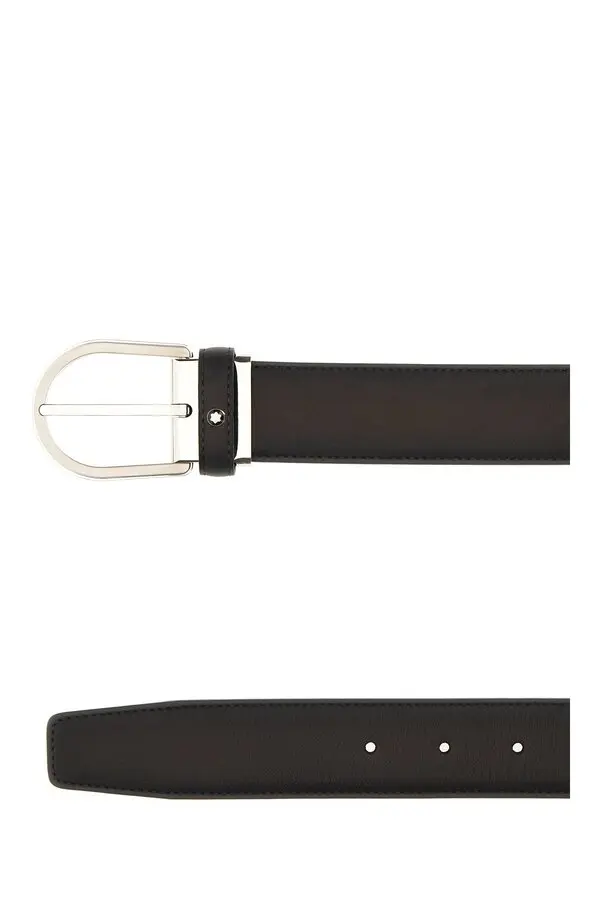 Montblanc Leather Belt With Silver Tone Buckle - Multicolor