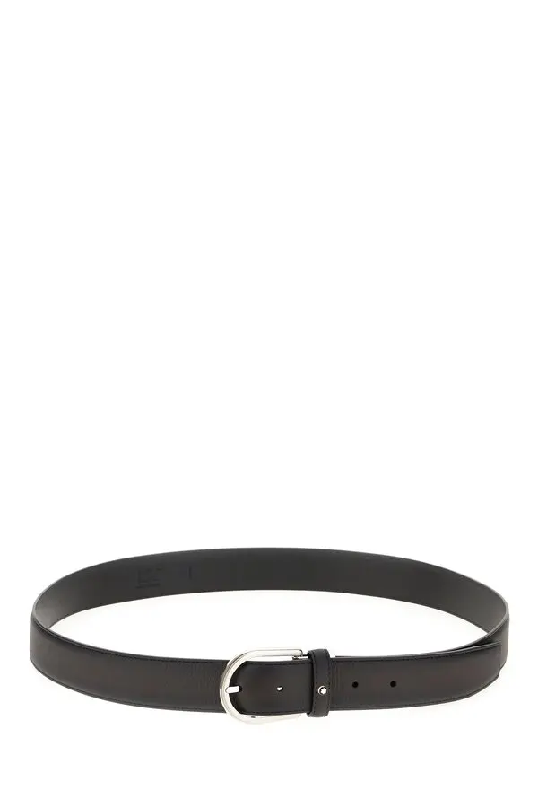 Montblanc Leather Belt With Silver Tone Buckle - Multicolor