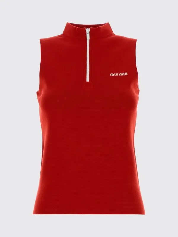Miu Miu Sleeveless Zip-up Sweater