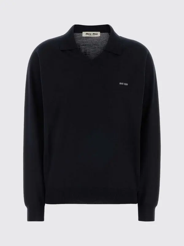 Miu Miu Virgin Wool Sweater With Lapel Neck
