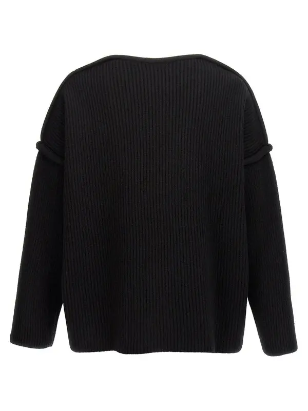 JIL SANDER Ribbed Wool Sweater With Geometric Neckline