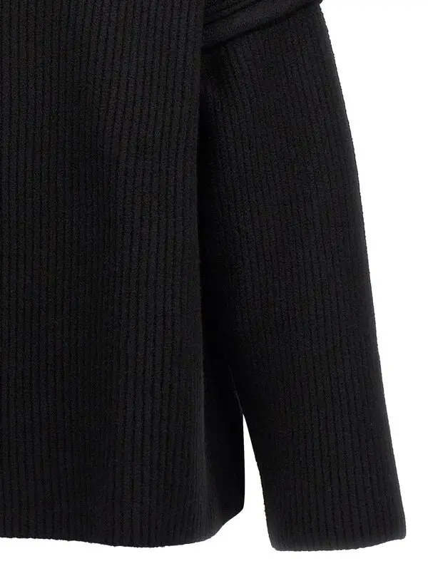 JIL SANDER Ribbed Wool Sweater With Geometric Neckline