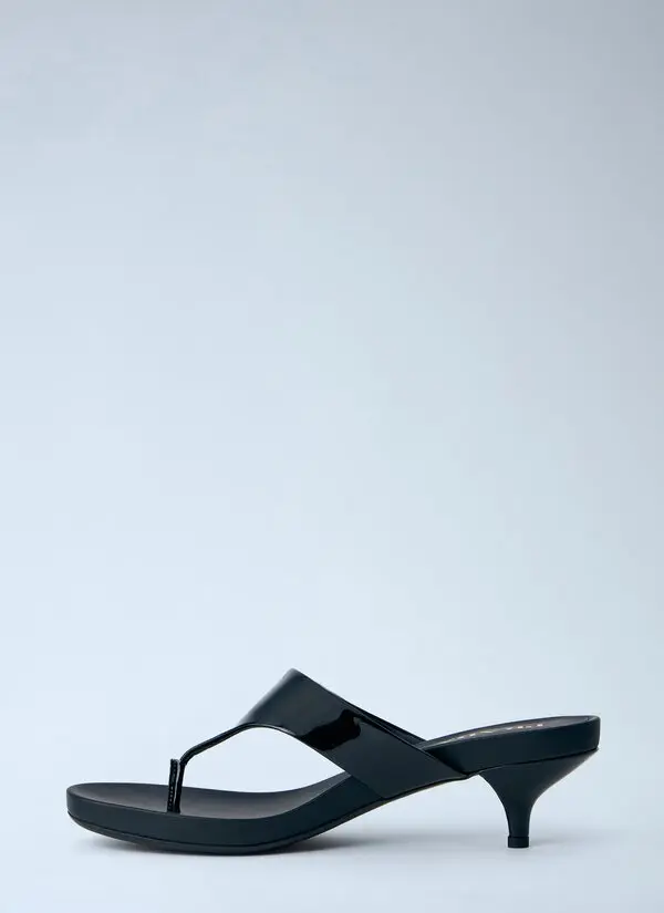 Prada Patent Leather Kitten Heel Thong Sandals
