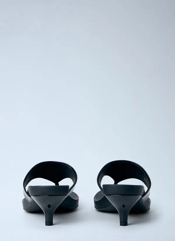 Prada Patent Leather Kitten Heel Thong Sandals