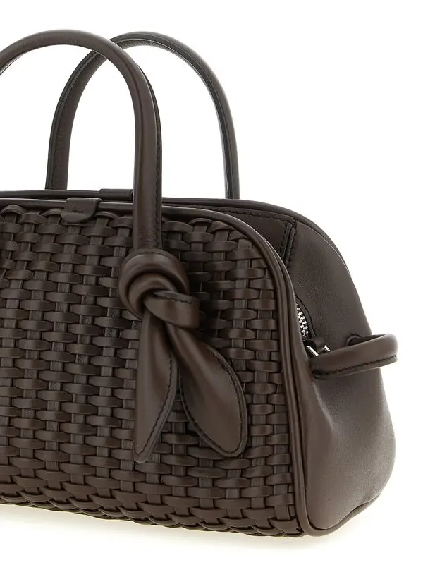 Jacquemus Le Petit Turismo Woven Suede Handbag With Bow Detail - Brown