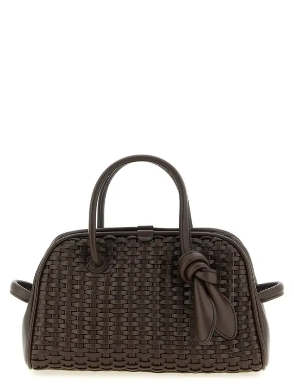 Jacquemus Le Petit Turismo Woven Suede Handbag With Bow Detail - Brown