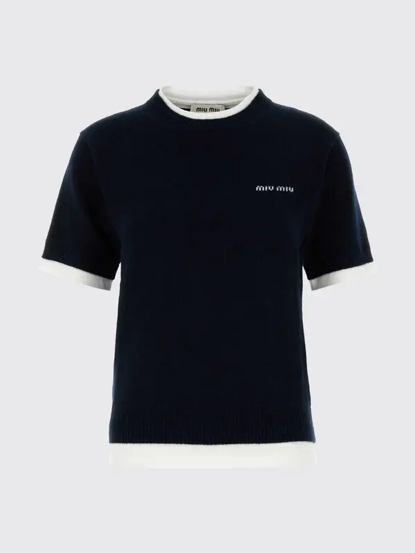 Miu Miu Short Sleeve Knit Top - Blue