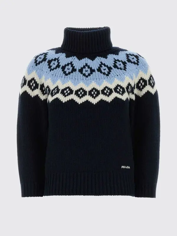 Prada Fair Isle Turtleneck Pullover - Blue