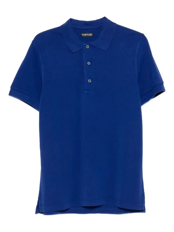 TOM FORD Cotton Piqué Polo Shirt - Blue