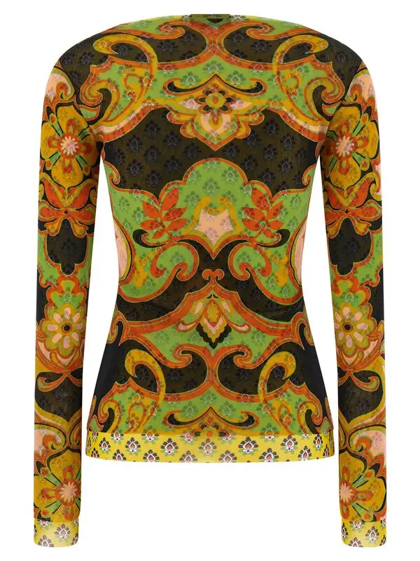 Etro Patterned Double-layer Mesh Sweater