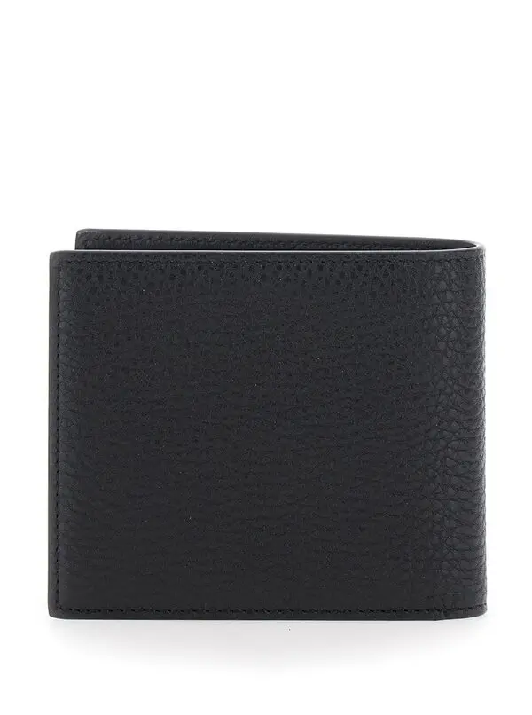 Givenchy Bi-fold Wallet With Logo Lettering On The Front In Black Pebbled Leather For - Multicolor