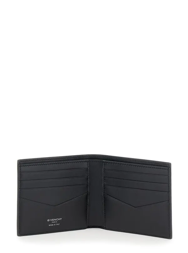 Givenchy Bi-fold Wallet With Logo Lettering On The Front In Black Pebbled Leather For - Multicolor
