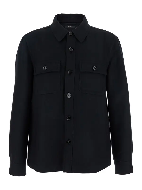 TOM FORD Black Wool Jacket With Flap Pockets